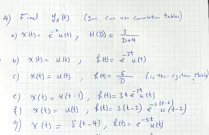 Solved Find yx(t) (you can use convolution | Chegg.com