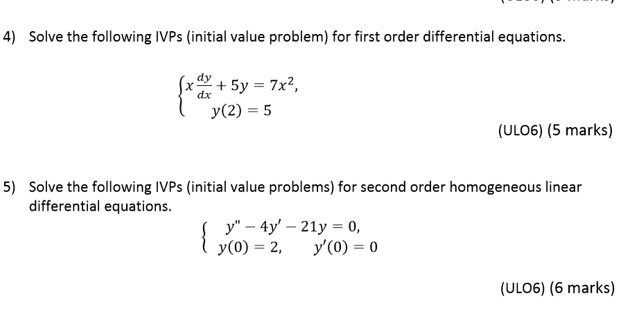 Solved 4) Solve the following IVPs (initial value problem) | Chegg.com