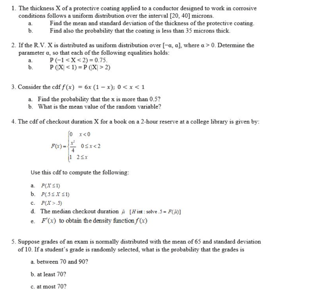 Solved 1. The thickness X of a protective coating applied to | Chegg.com