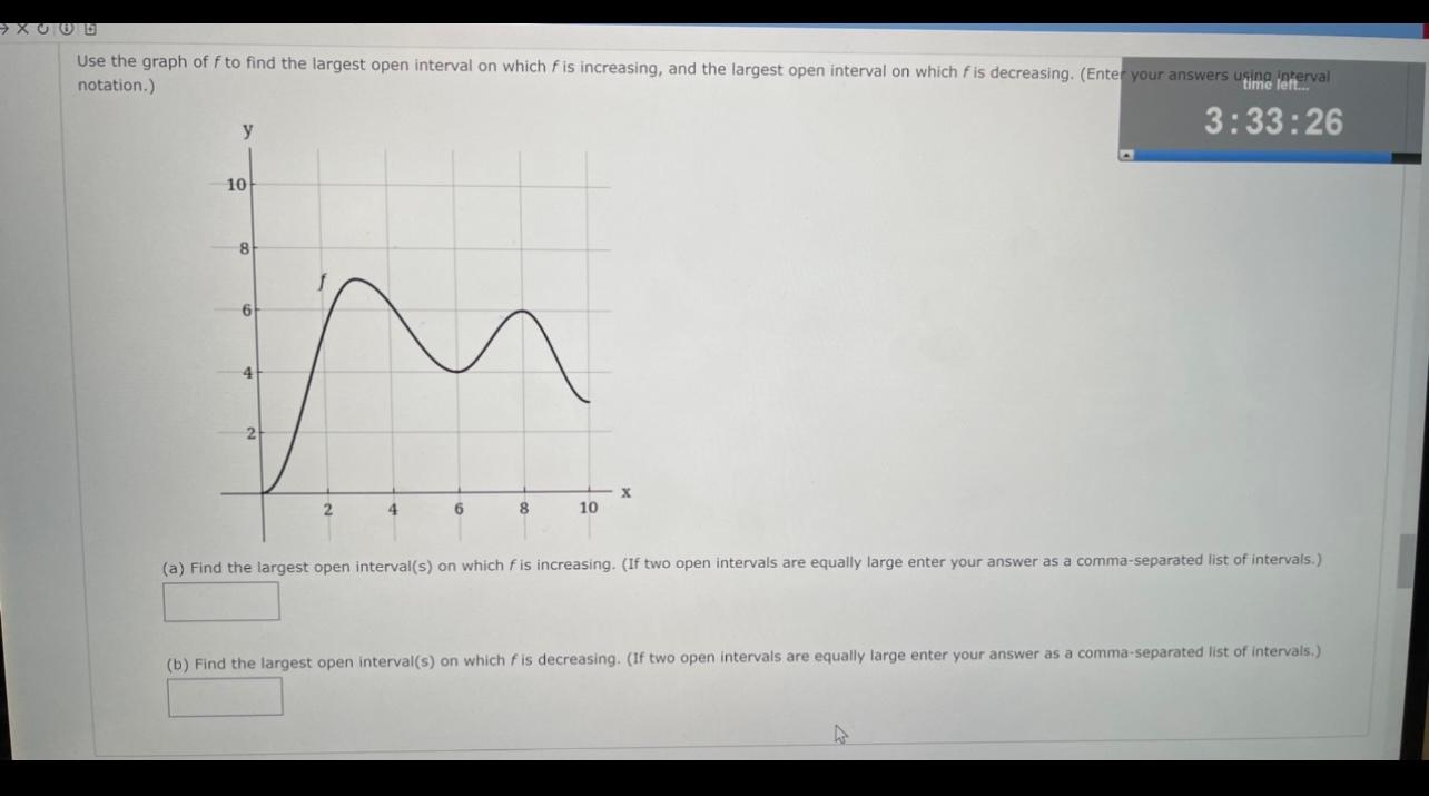 Solved Use the graph of f to find the largest open interval | Chegg.com