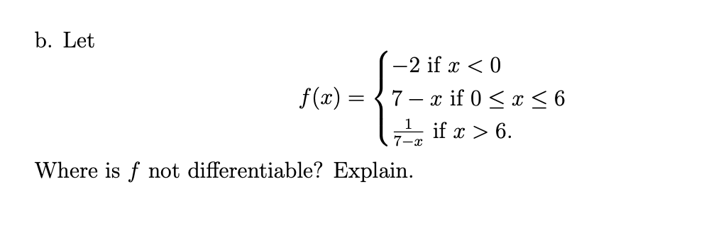 Solved a. Let f(x) be a function that is not differentiable | Chegg.com
