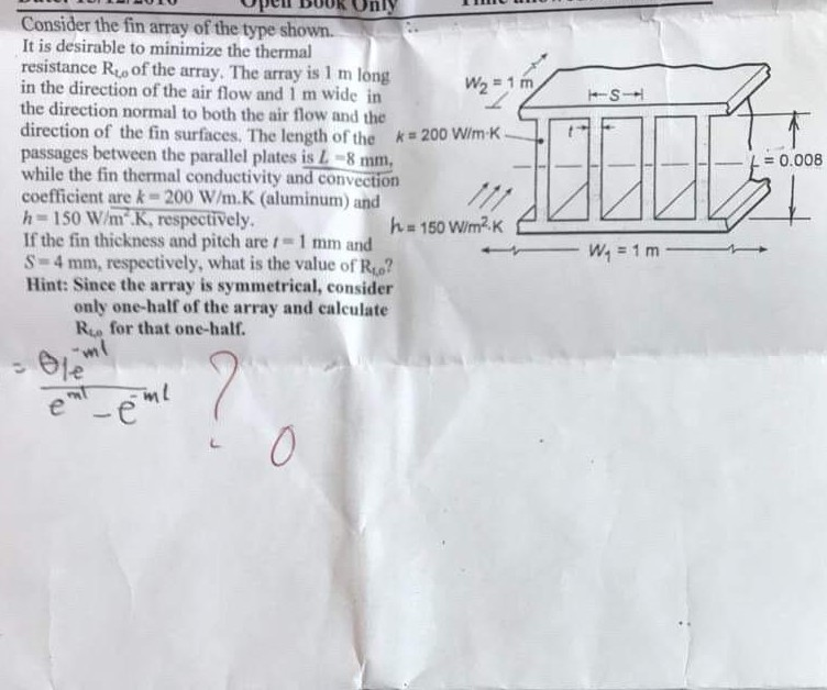 Solved D S- ULUIU Open BUUR Only Consider the fin array of | Chegg.com
