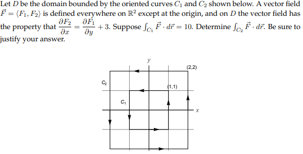 Let D be the domain bounded by the oriented curves C1 | Chegg.com