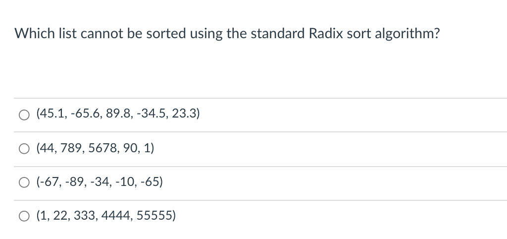 Solved Which of the following algorithms has the same best, | Chegg.com
