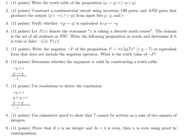 Solved Write the truth table of the proposition (p | Chegg.com