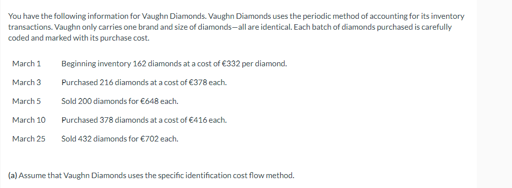 Solved You have the following information for Vaughn | Chegg.com