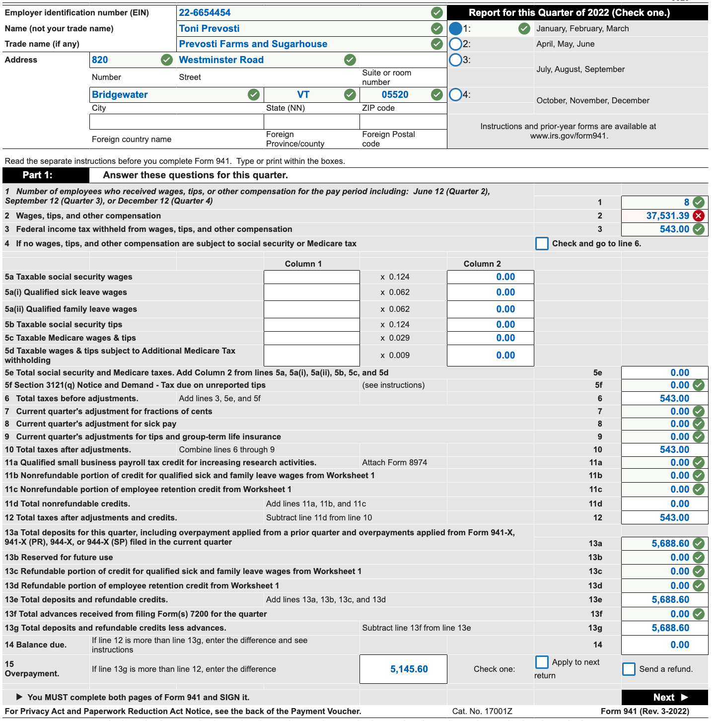 I am having issues with Form 941. I think the wording | Chegg.com
