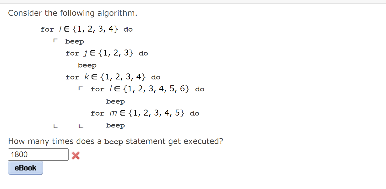 Solved Consider the following algorithm. for i∈{1,2,3,4} do | Chegg.com