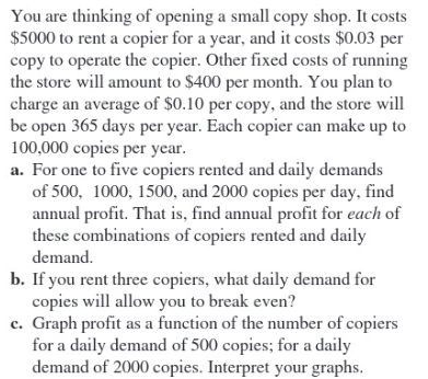 Solved You are thinking of opening a small copy shop. It | Chegg.com