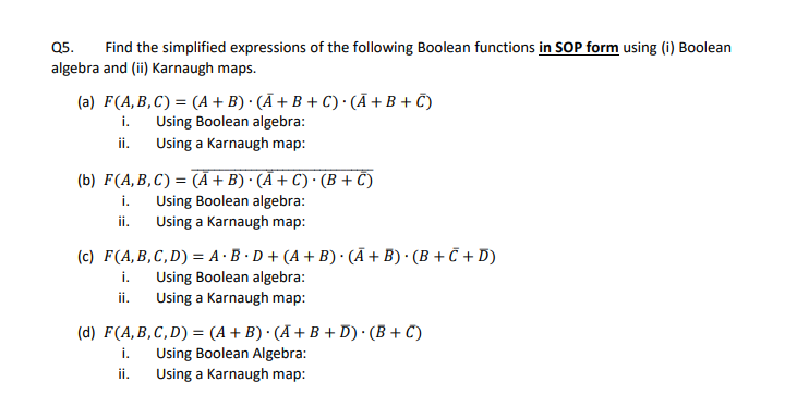 Solved Q5. Find the simplified expressions of the following | Chegg.com