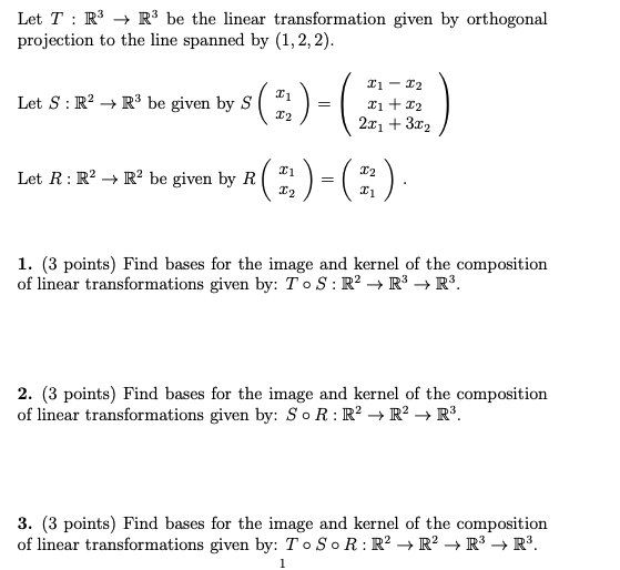Solved Let T : R3 R3 be the linear transformation given by | Chegg.com