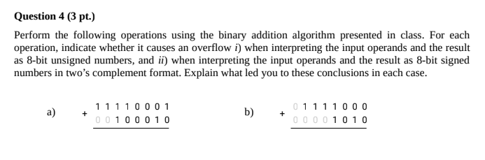 Solved Perform the following operations using the binary | Chegg.com