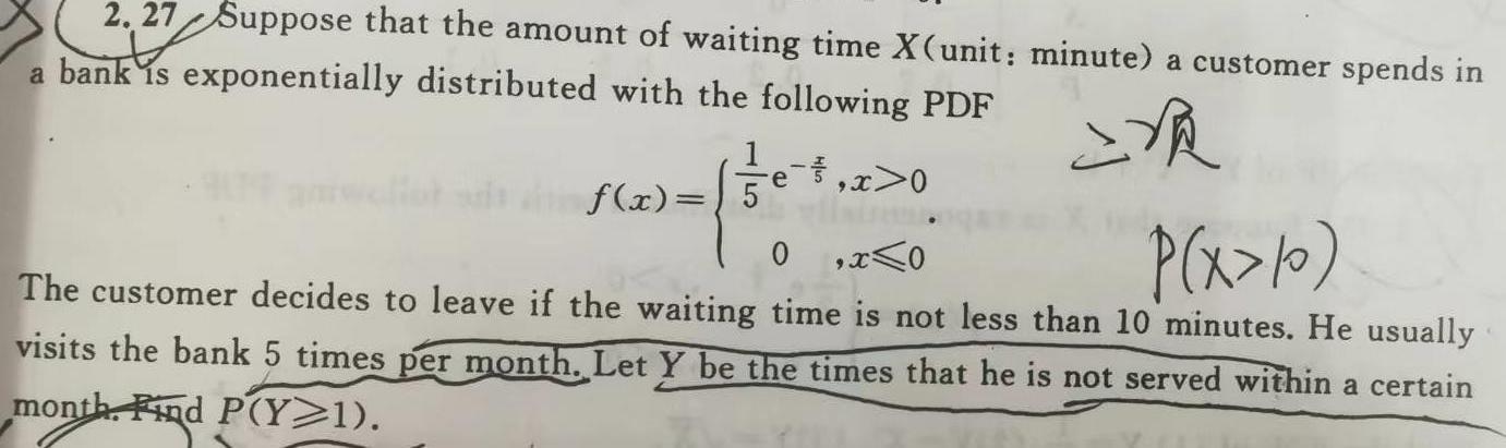 Solved 2.27 Suppose that the amount of waiting time X (unit: | Chegg.com