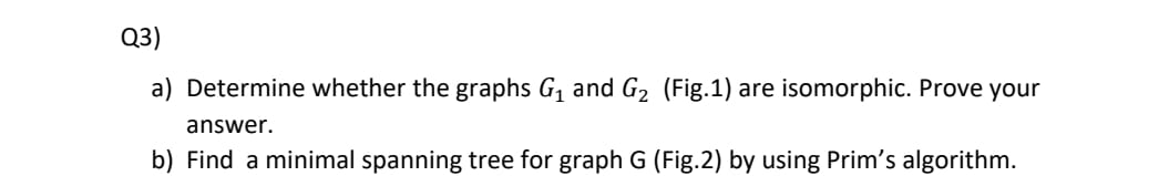 Solved Q3) a) Determine whether the graphs G1 and G2 (Fig.1) | Chegg.com