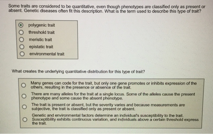 Solved Some traits are considered to be quantitative, even | Chegg.com