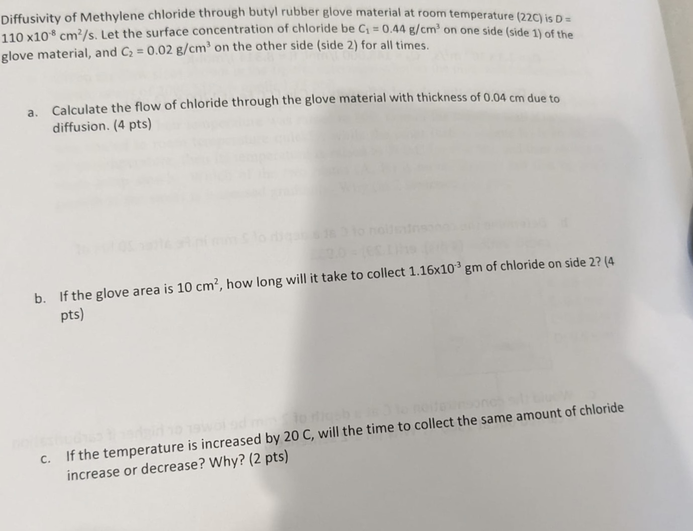 Solved Diffusivity of Methylene chloride through butyl | Chegg.com
