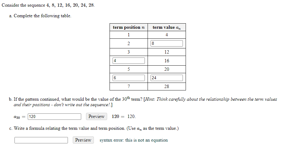 Solved write a formula relating the term value and term | Chegg.com