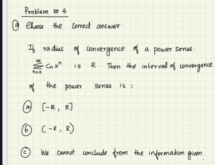 Solved Problem #4 @ Choose the correct answer radius of | Chegg.com