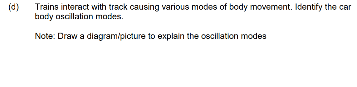 Solved d) Trains interact with track causing various modes | Chegg.com