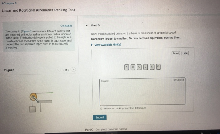 Solved Chapter 9 Linear and Rotational Kinematics Ranking | Chegg.com