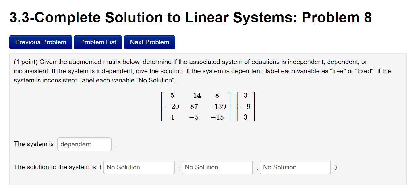 Solved 3.3-Complete Solution to Linear Systems: Problem 8 | Chegg.com
