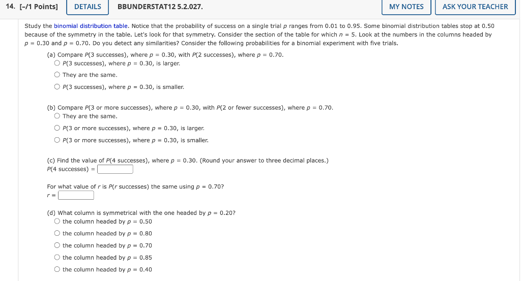 Solved 7. (-/1 Points] DETAILS BBUNDERSTAT12 5.2.016.MI.S. | Chegg.com