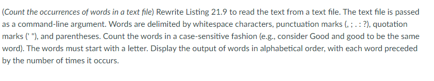 Solved (Count the occurrences of words in a text file) | Chegg.com