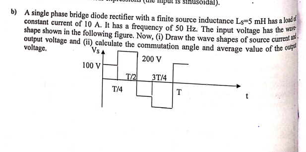 Solved Sinusoidal). b) A single phase bridge diode rectifier | Chegg.com