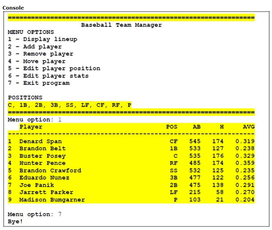 Solved Chapter 10 Python Case Study Baseball Team | Chegg.com