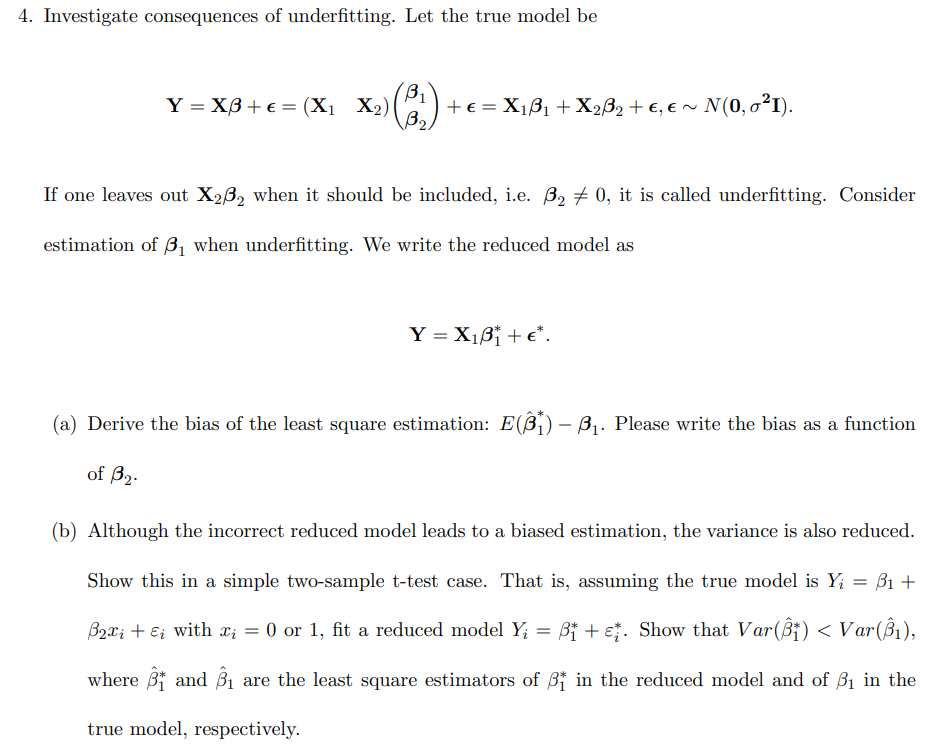 Solved 4. Investigate consequences of underfitting. Let the | Chegg.com