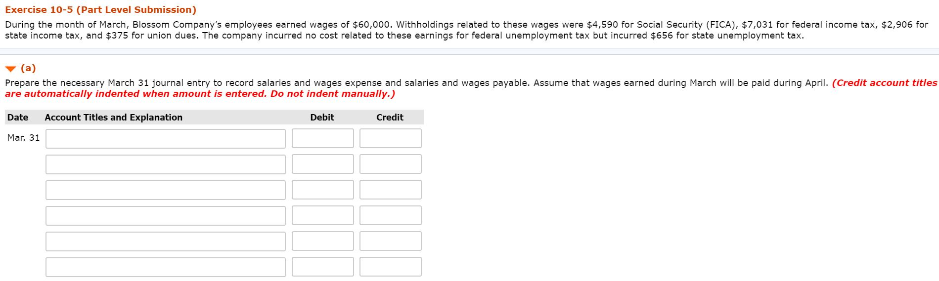 Solved Exercise 10-5 (Part Level Submission) During the | Chegg.com