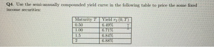 Q4. Use the semi-annually compounded yield curve in | Chegg.com