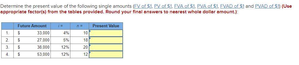Solved Determine the present value of the following single | Chegg.com