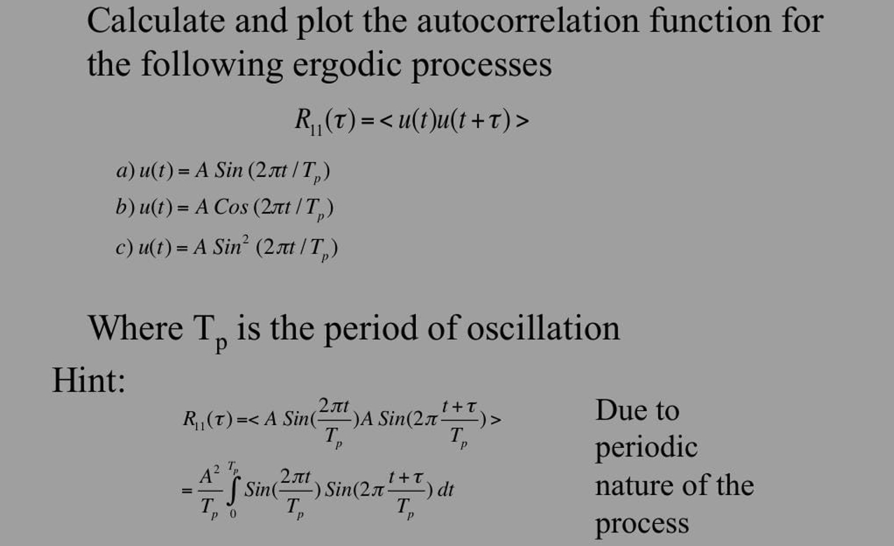 Plot the autocorrealtion function. | Chegg.com