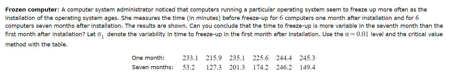 Solved Frozen computer: A computer system administrator | Chegg.com