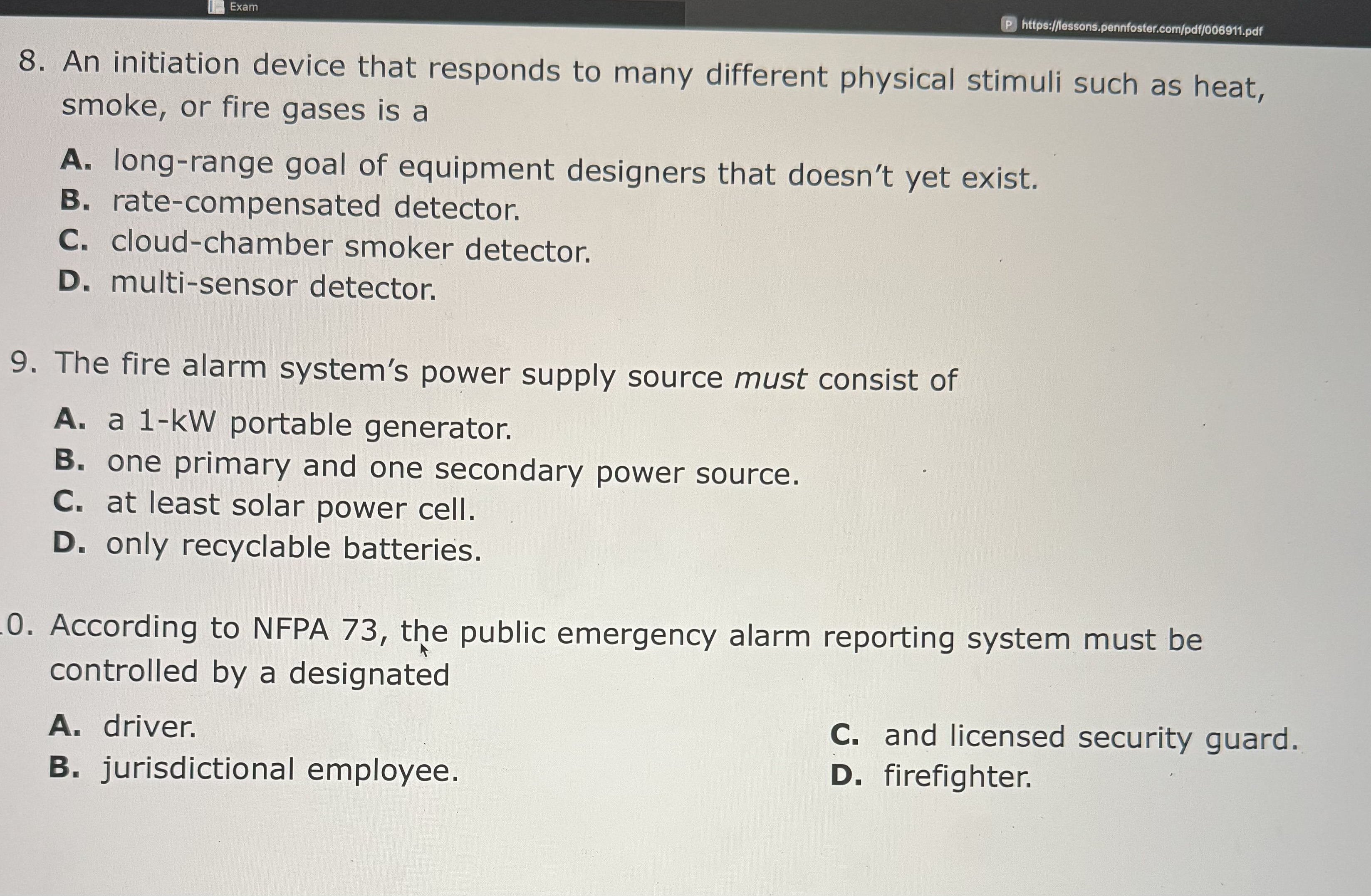 Solved An initiation device that responds to many different | Chegg.com