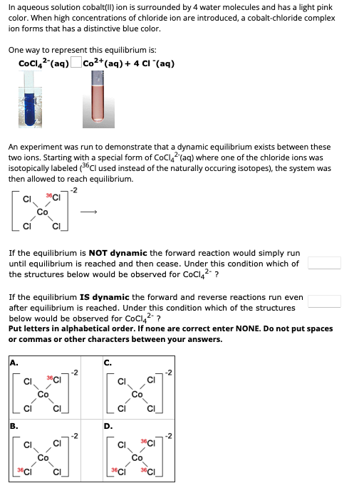 Solved In aqueous solution cobalt(II) ion is surrounded by 4 | Chegg.com