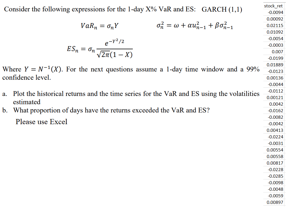 Solved Consider the following expressions for the 1-day X\% | Chegg.com