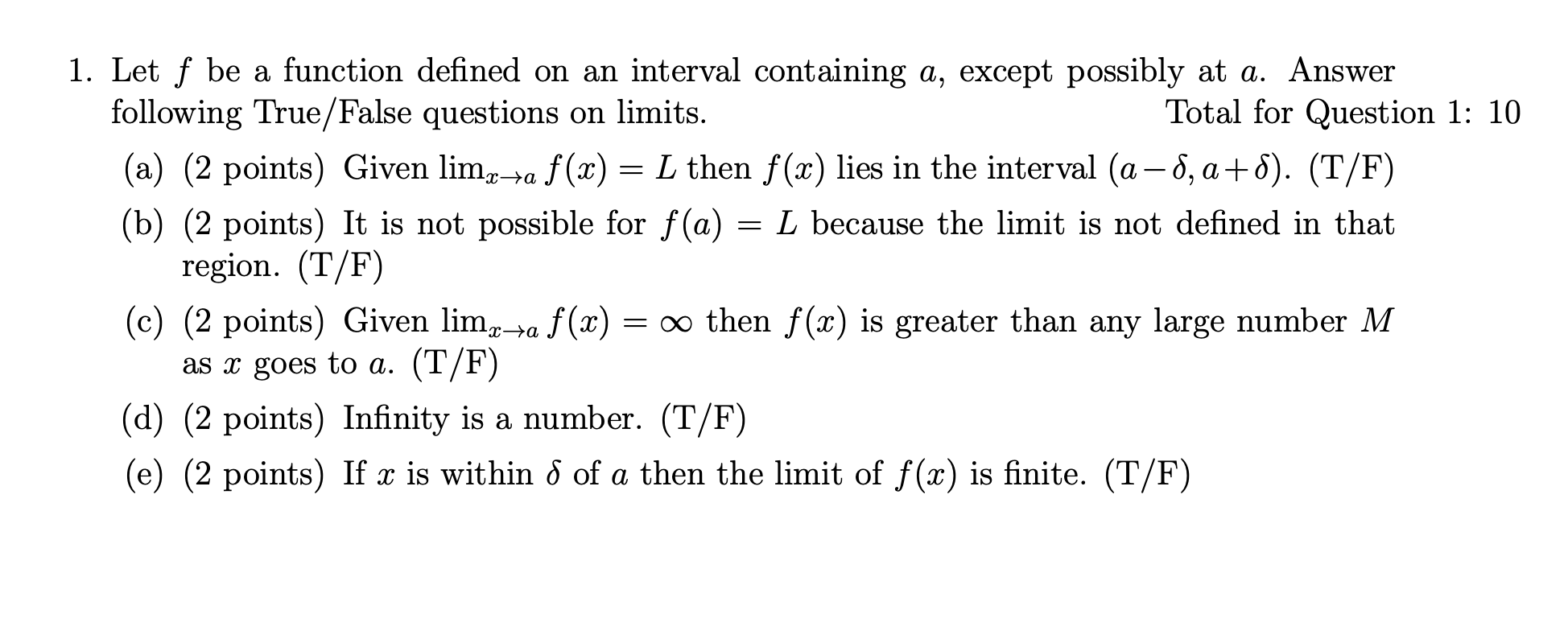 Solved 1. Let f be a function defined on an interval | Chegg.com
