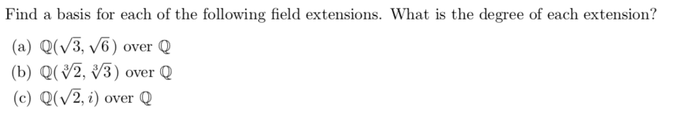 Solved Find a basis for each of the following field | Chegg.com
