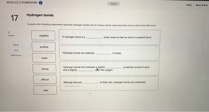 Solved MODULE 2 HOMEWORK Saved Help Save & Exit Hydrogen | Chegg.com Solved MODULE 2 HOMEWORK Saved Help Save & Exit Hydrogen | Chegg.com