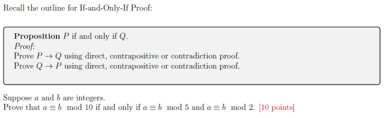 Solved Recall the outline for If-and-Only-If Proof: | Chegg.com