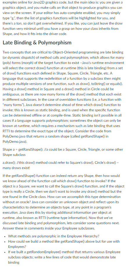 Solved Lab5 part II: Inheritance and the Shape Hierarchy* | Chegg.com