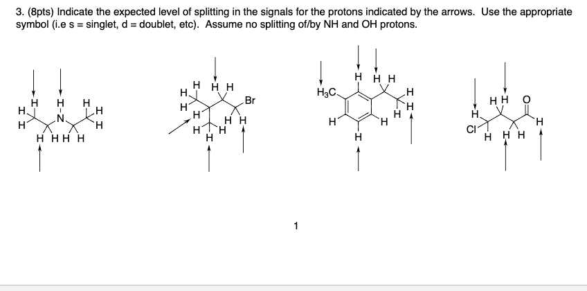 Solved 3. (8pts) Indicate the expected level of splitting in | Chegg.com