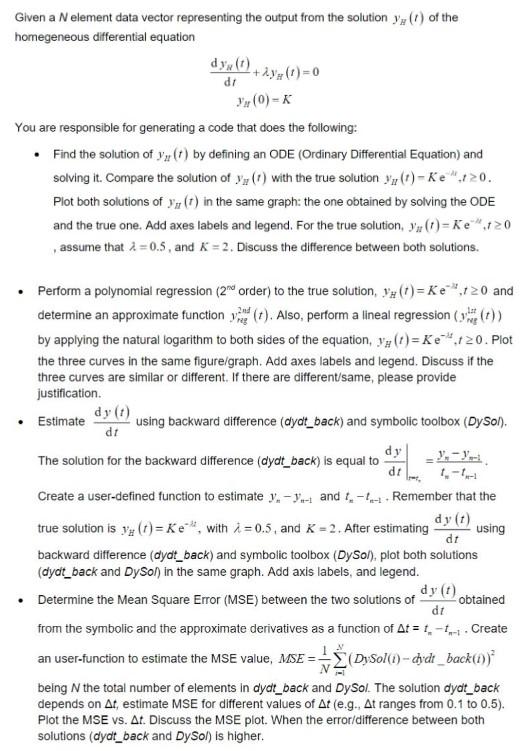 Solved in matlab please, please do for all bullet points. If | Chegg.com