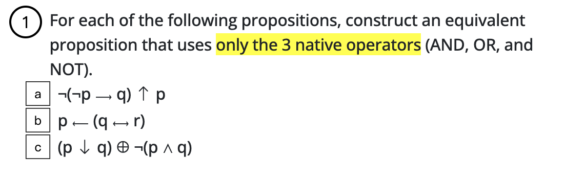 Solved 1) For each of the following propositions, construct | Chegg.com