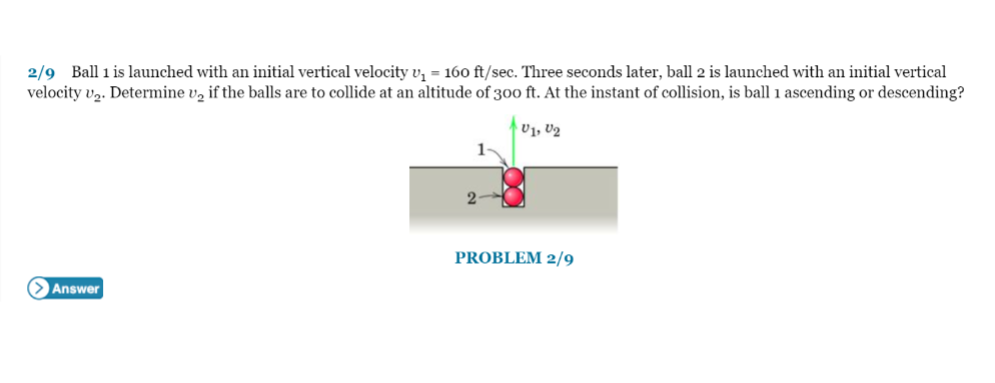 Solved 2/9 Ball 1 is launched with an initial vertical | Chegg.com
