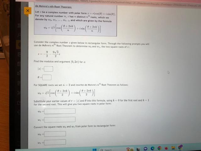 de Molvre's nth-Root Theorem: Let 2 be a complex | Chegg.com