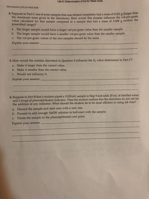 Solved Lab 8: Determination of Ka for Weak Acids | Chegg.com
