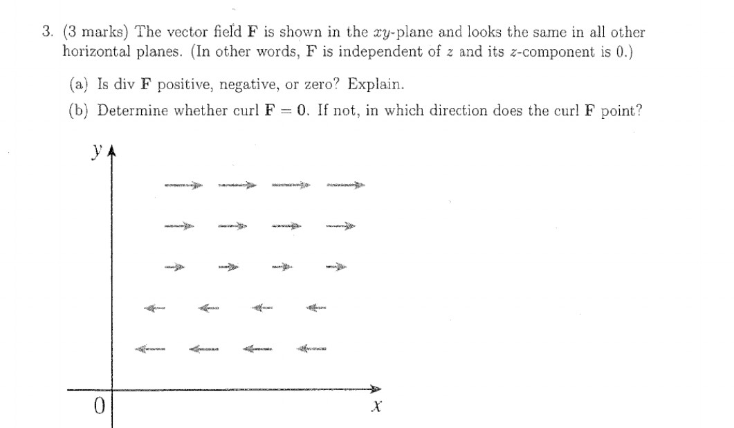 3. (3 marks) The vector field F is shown in the | Chegg.com